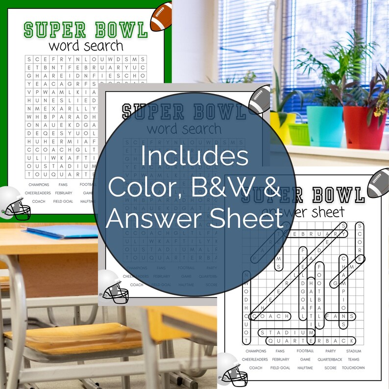 Super Bowl Word Search, Editable Digital Word Search Template ...