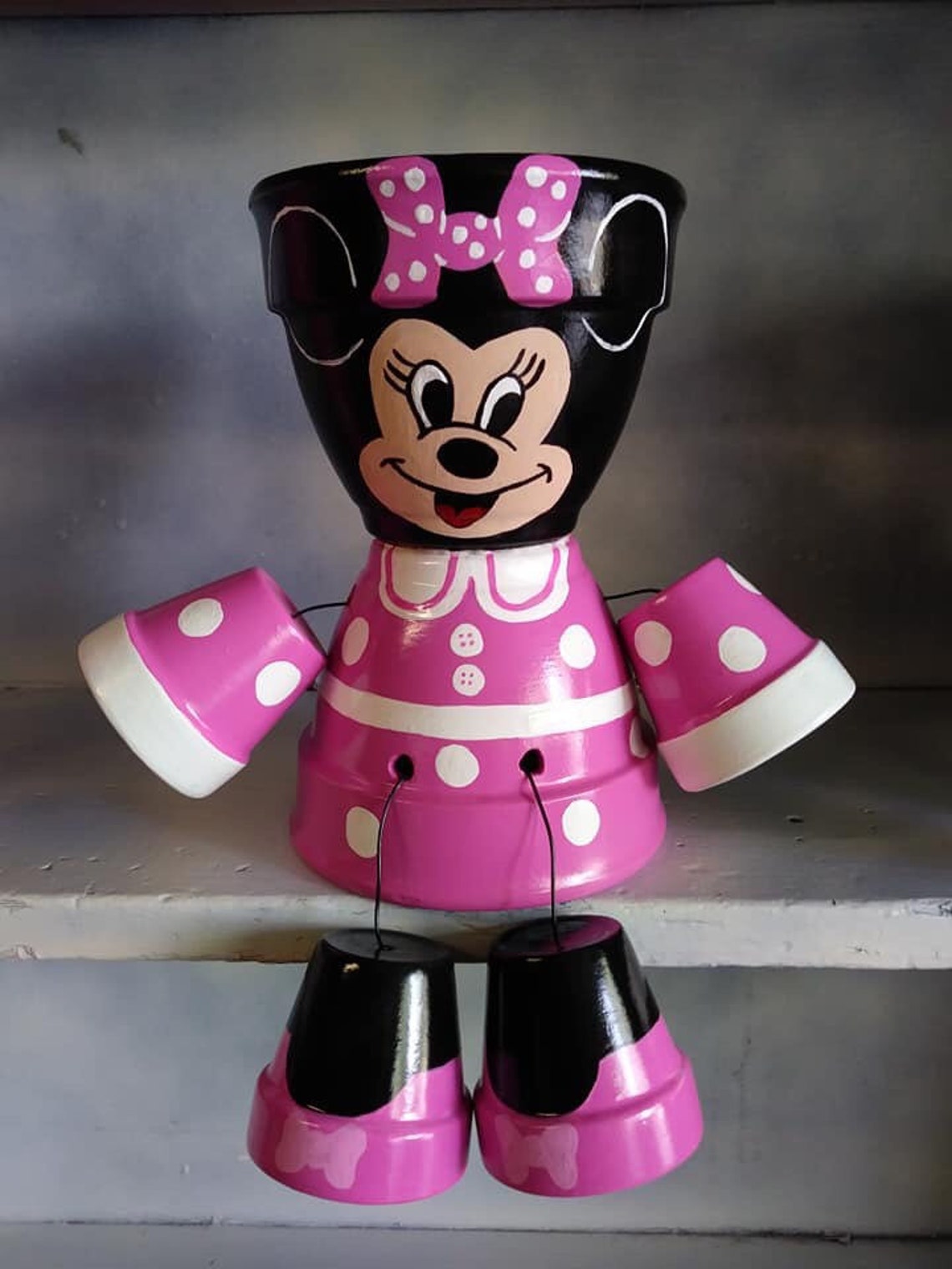 Hand painted / Mickey or Minne Mouse / terra cotta/ plant pot | Etsy