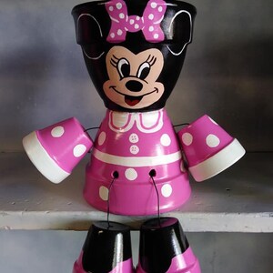 Hand Painted / Mickey or Minne Mouse / Terra Cotta/ Plant Pot - Etsy