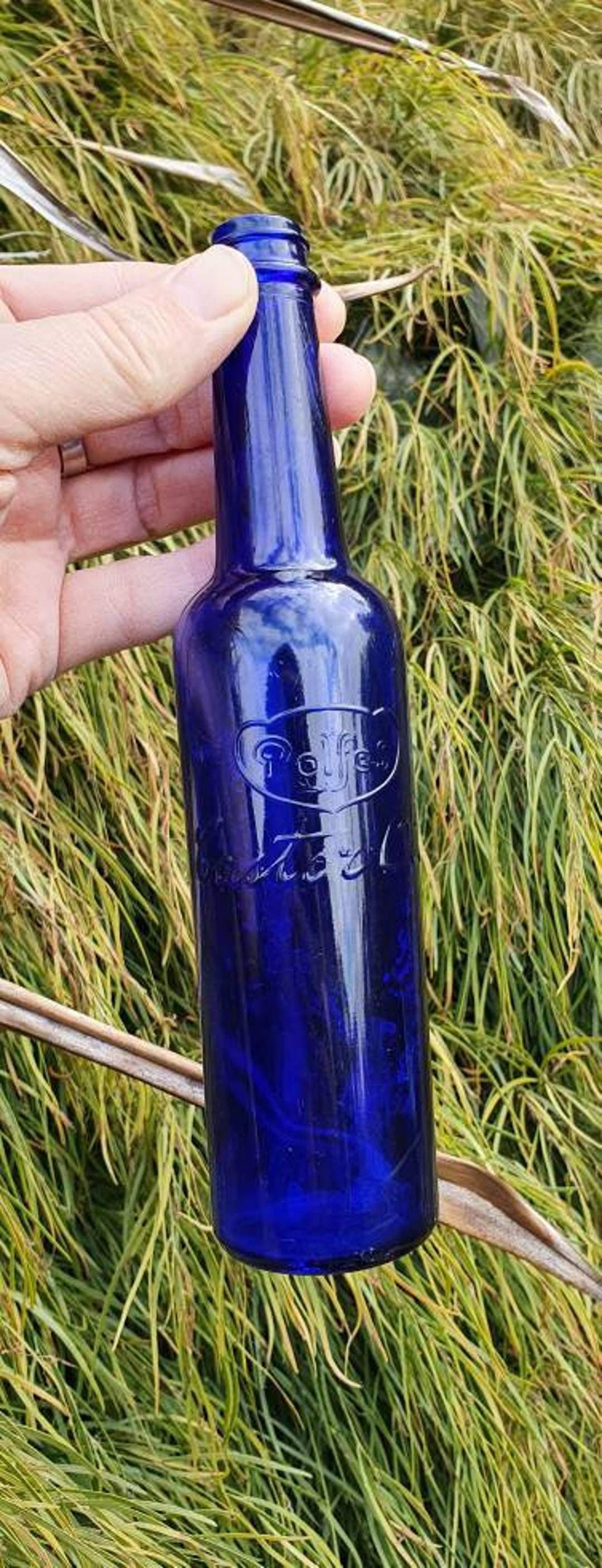 Antique Rolfes Castor Cobalt Oil Blue Glass Bottle, First Aid Indigo ...