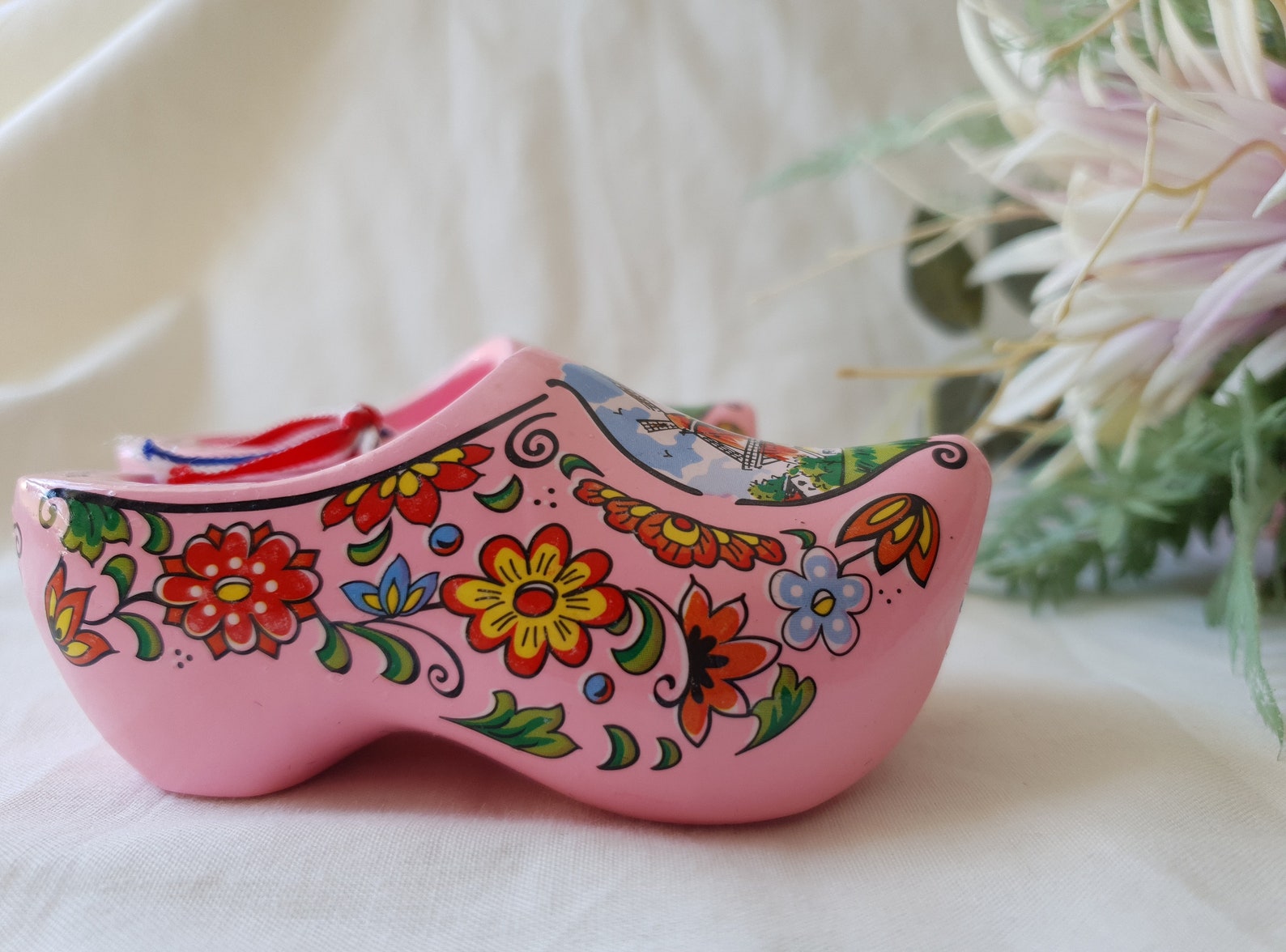 Vintage Decorative Pink Dutch Mini Clogs, Holland Souvenir Wooden Shoes ...