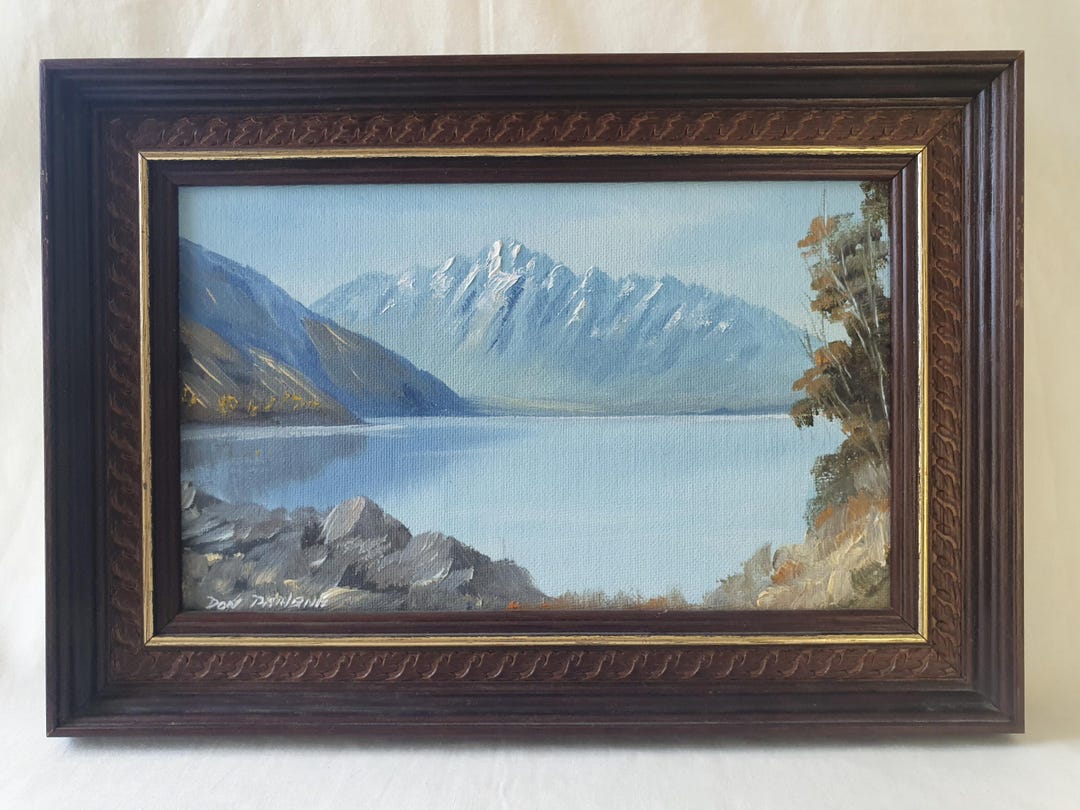 Vintage Original Don Parlane Framed Oil Painting of the Remarkables ...