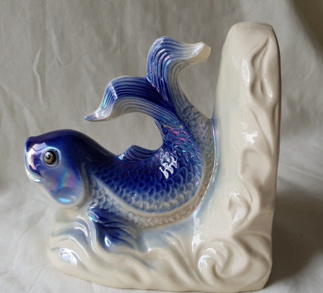 Vintage Jema Holland Ceramic Fish Bookend, Mid Century Marine Sculpture ...