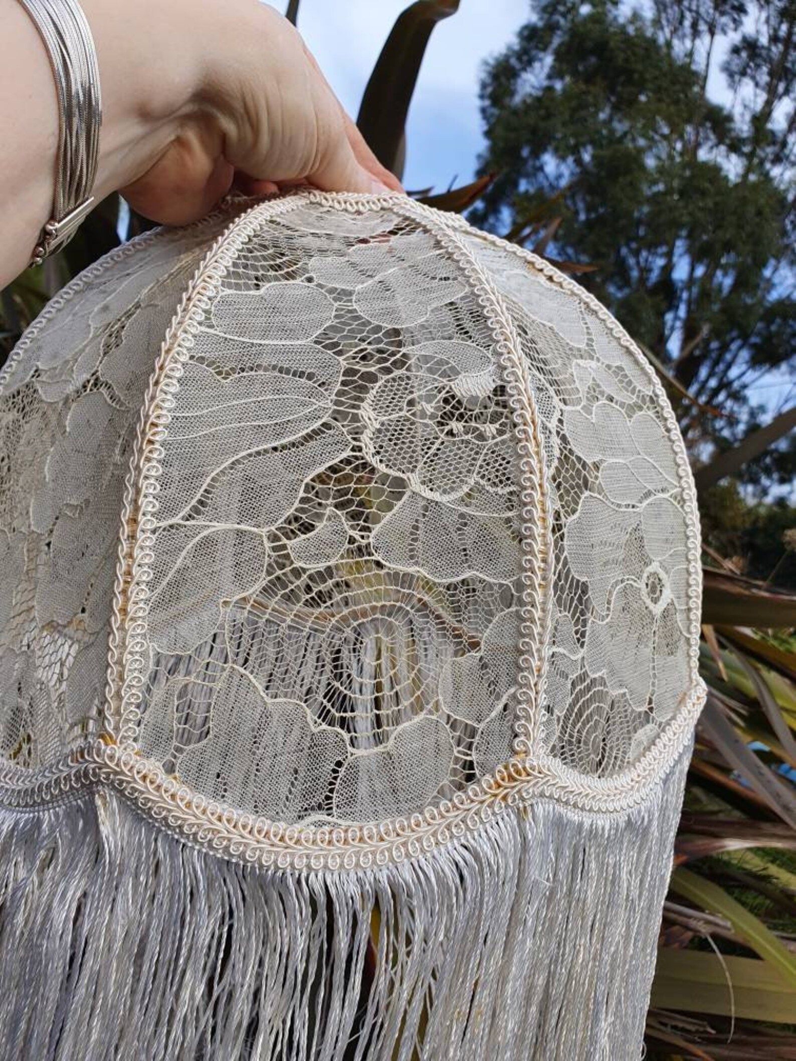 Vintage Lace Fringed Lamp Shade Romantic Country Home Decor | Etsy