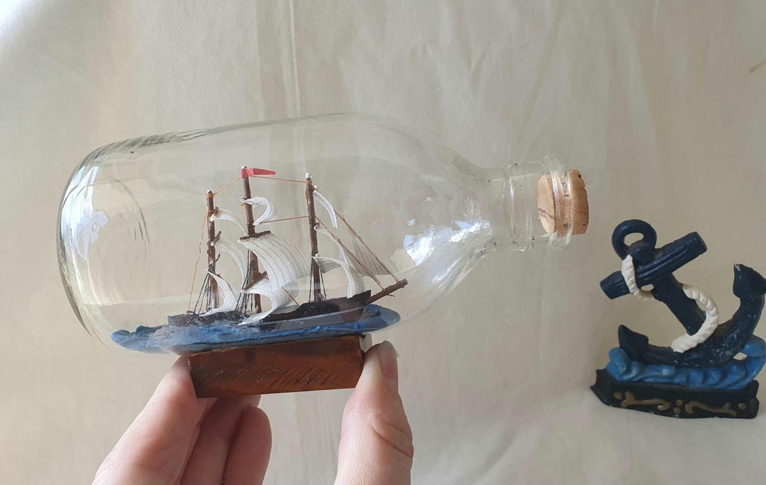 Vintage Ship in Bottle, Nautical Home Decor - Etsy
