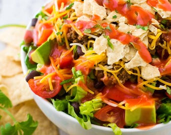 Haystack Taco Salad, Recipe Print Out, Recipe Download PDF, Salad ...