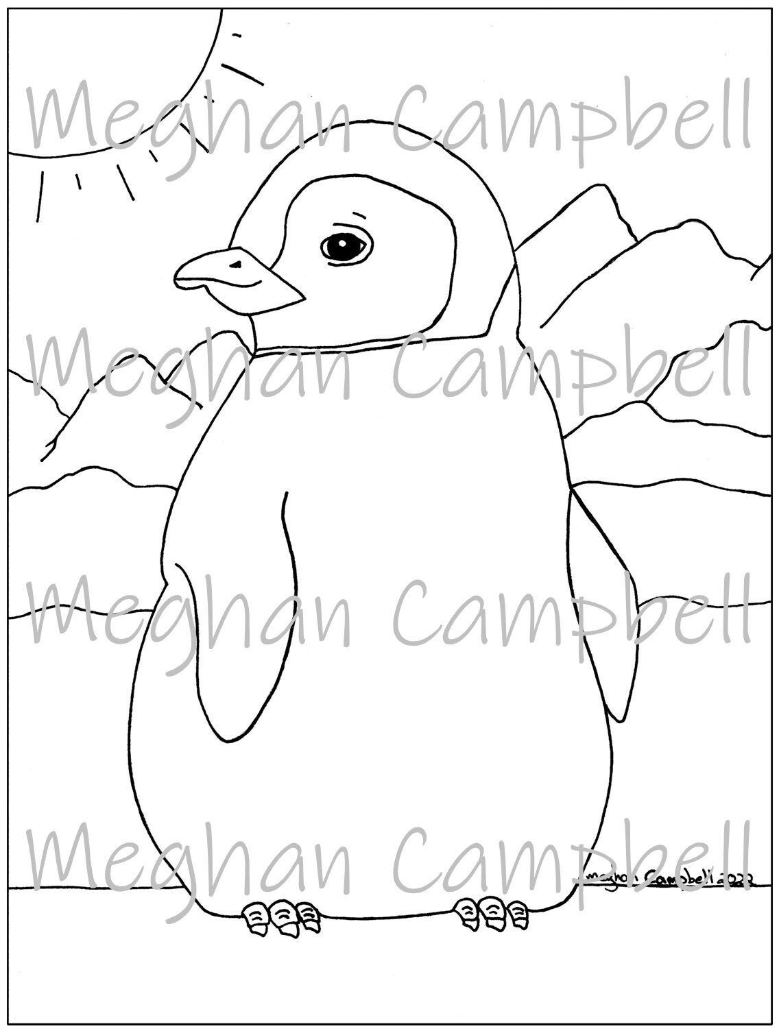 Emperor Penguin Chick Coloring Page - Etsy