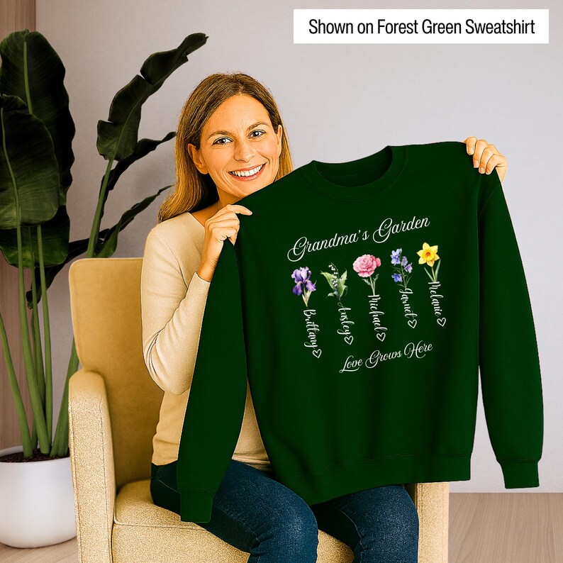 Personalized Grandma's Garden Sweatshirt, Birth Flower Names - Etsy