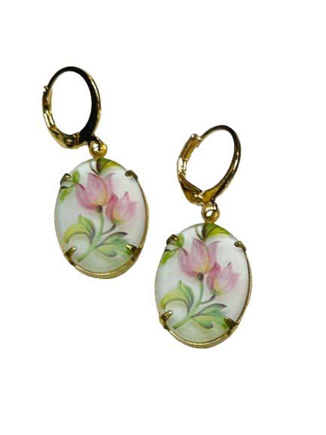 Pink Tulip Earrings With Gold-plated Lever-back Closures - Etsy