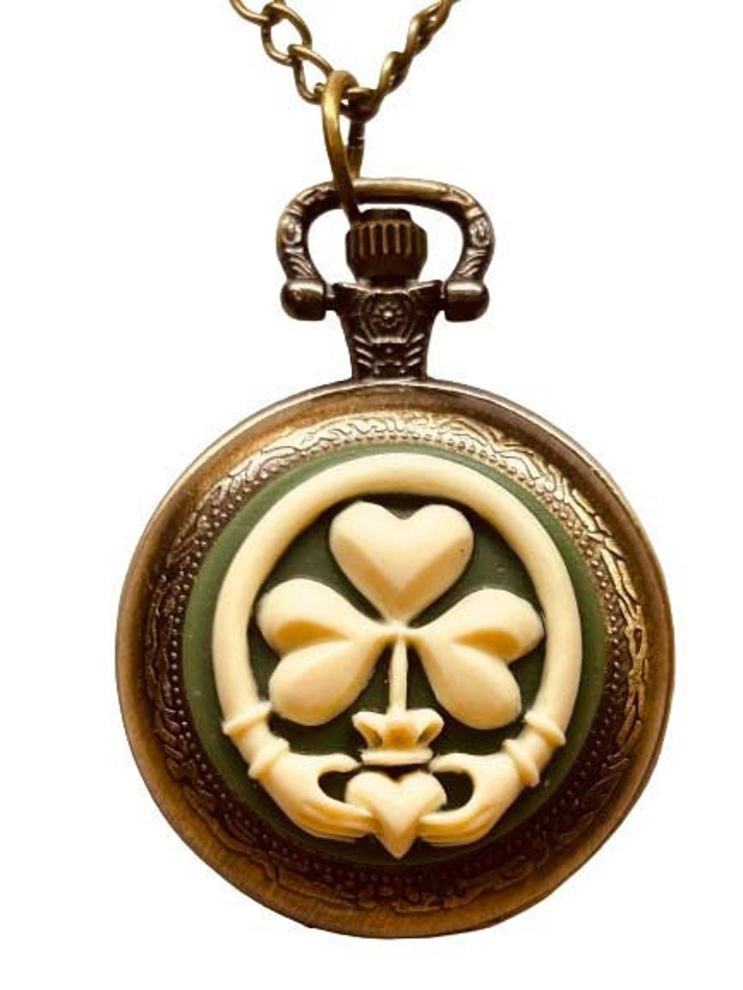 Ladies Irish Claddagh Pocket Watch on Long Chain Goldtone - Etsy