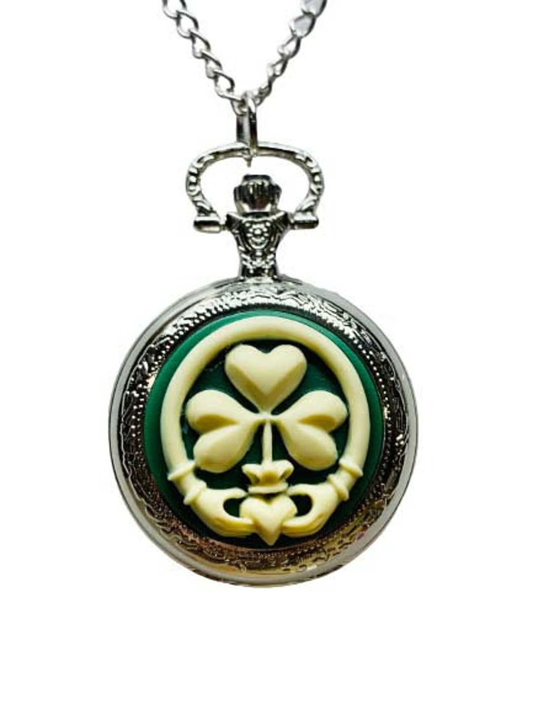 Ladies Irish Claddagh Pocket Watch on Long Chain Silvertone - Etsy
