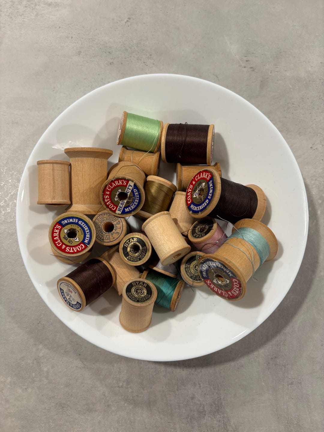 Lot of 22 Vintage Wooden Thread Spools - Coats & Clark, Star, and ...