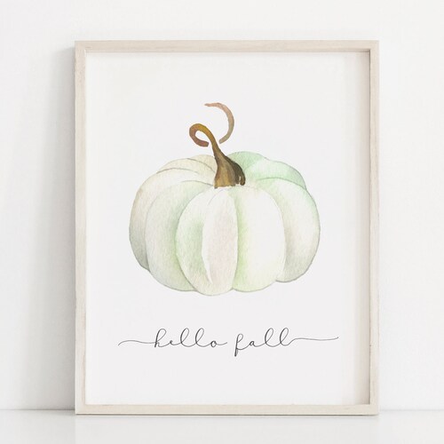 Hello Fall White Pumpkin Printable. Fall Decor. 8x10 Digital | Etsy