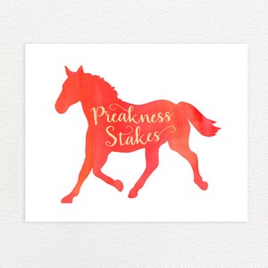 Preakness Horse Sign. Preakness Party Printables. Watercolor Horse. Red ...