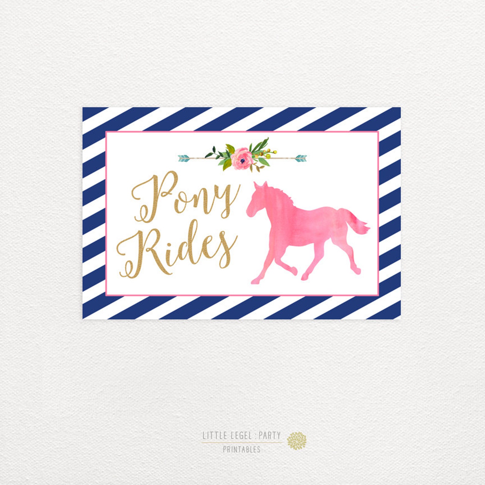 Pony Rides Sign Bright Pink and Navy. Horse Party Printables - Etsy