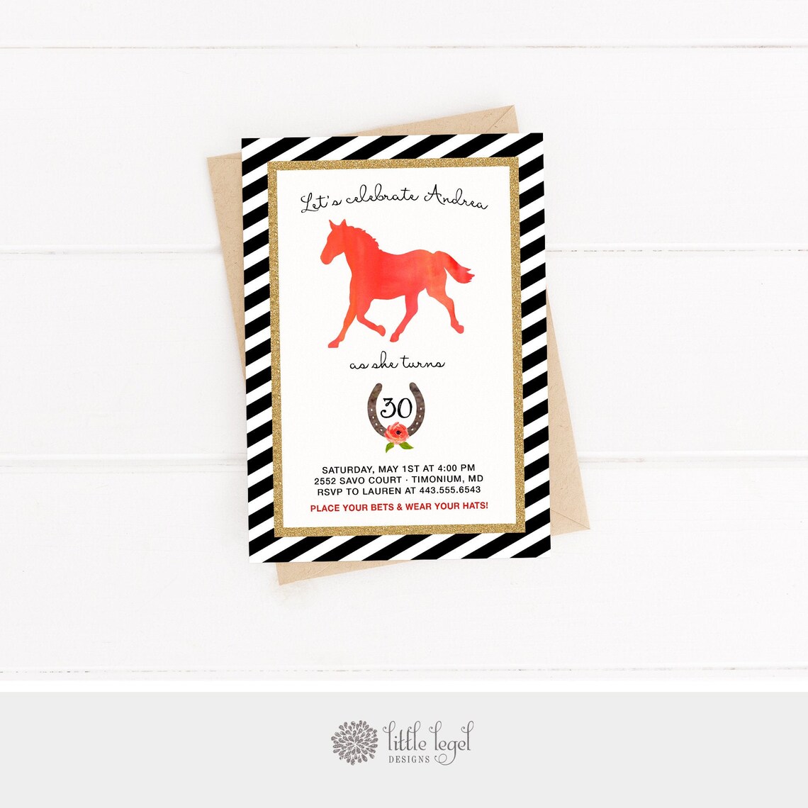 Preakness Birthday Invitation. Horse Theme Party Invite. Adult | Etsy