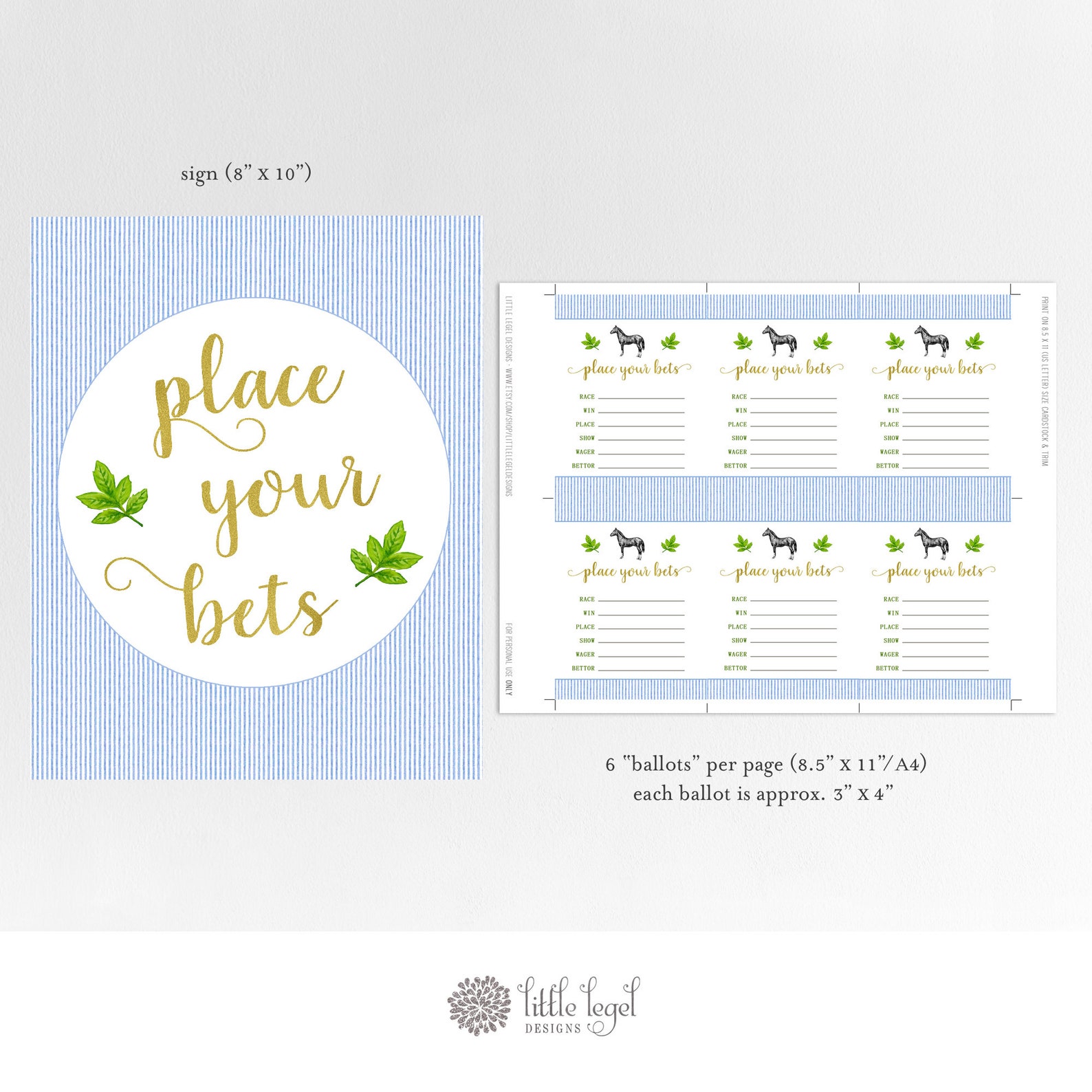 Kentucky Derby Place Your Bets Sign Betting Slips. Win Place Show ...