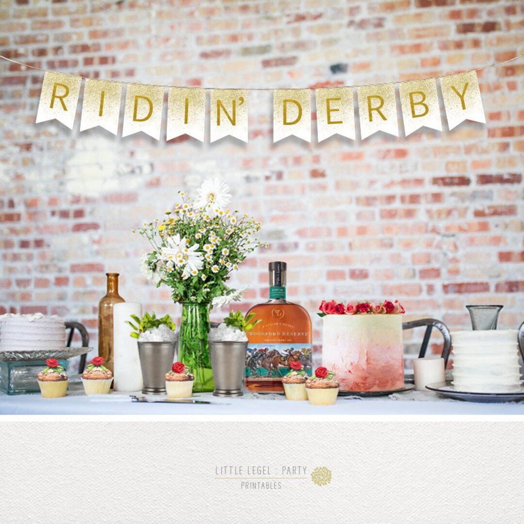 Derby Banner. Ridin' Derby. Gold Glitter Dust. Kentucky Derby Party ...