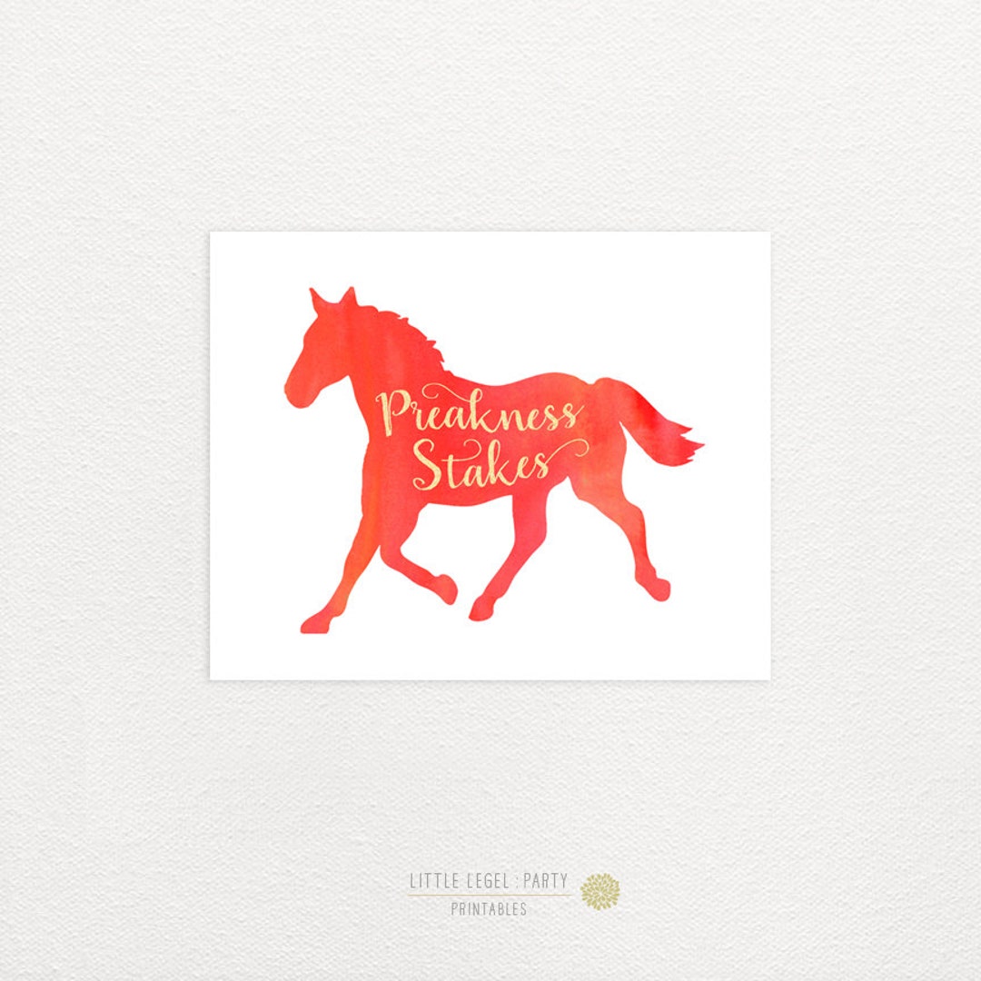 Preakness Horse Sign. Preakness Party Printables. Watercolor Horse. Red ...