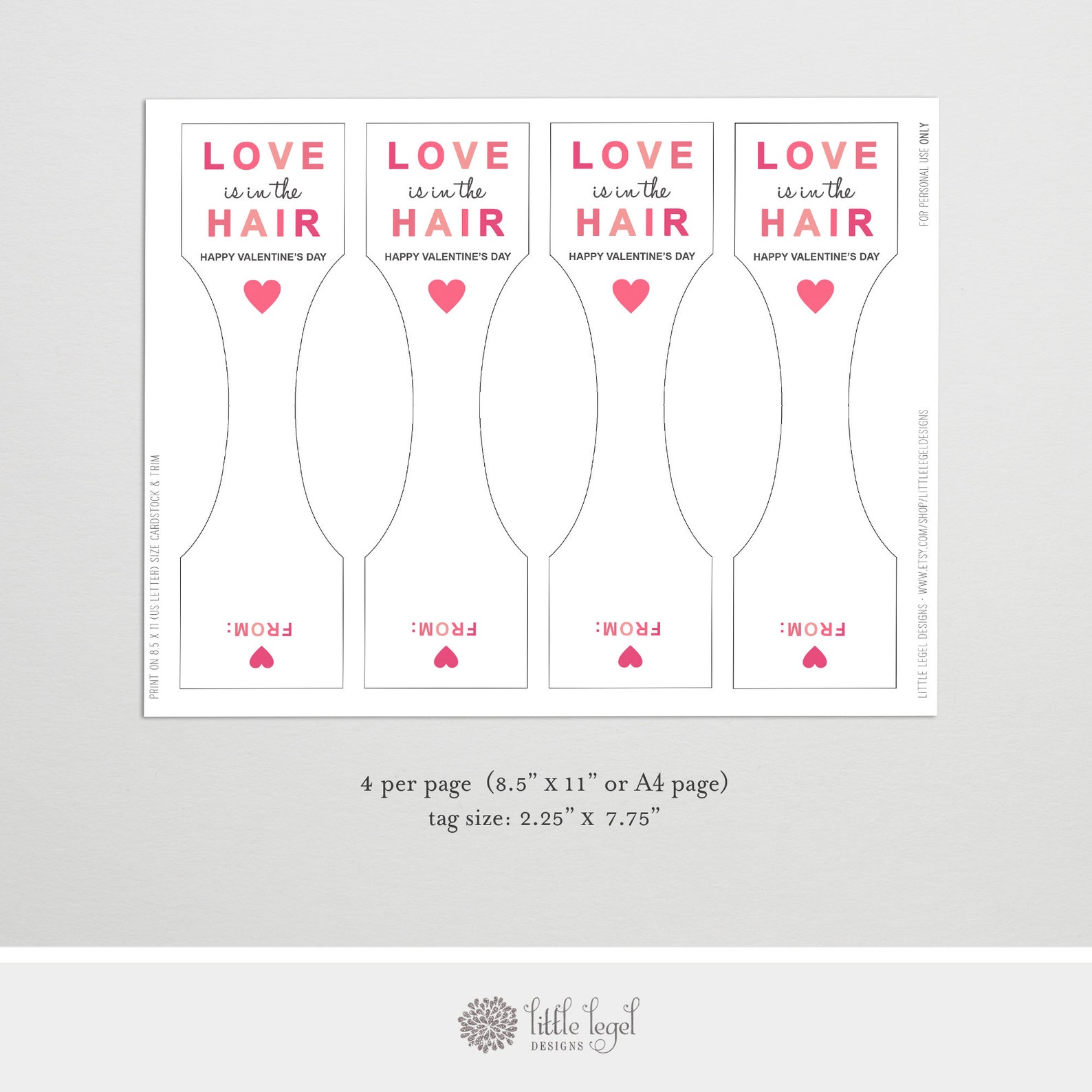 Girl Valentines Tag. Teen Tween Love is in the Hair. Like You - Etsy