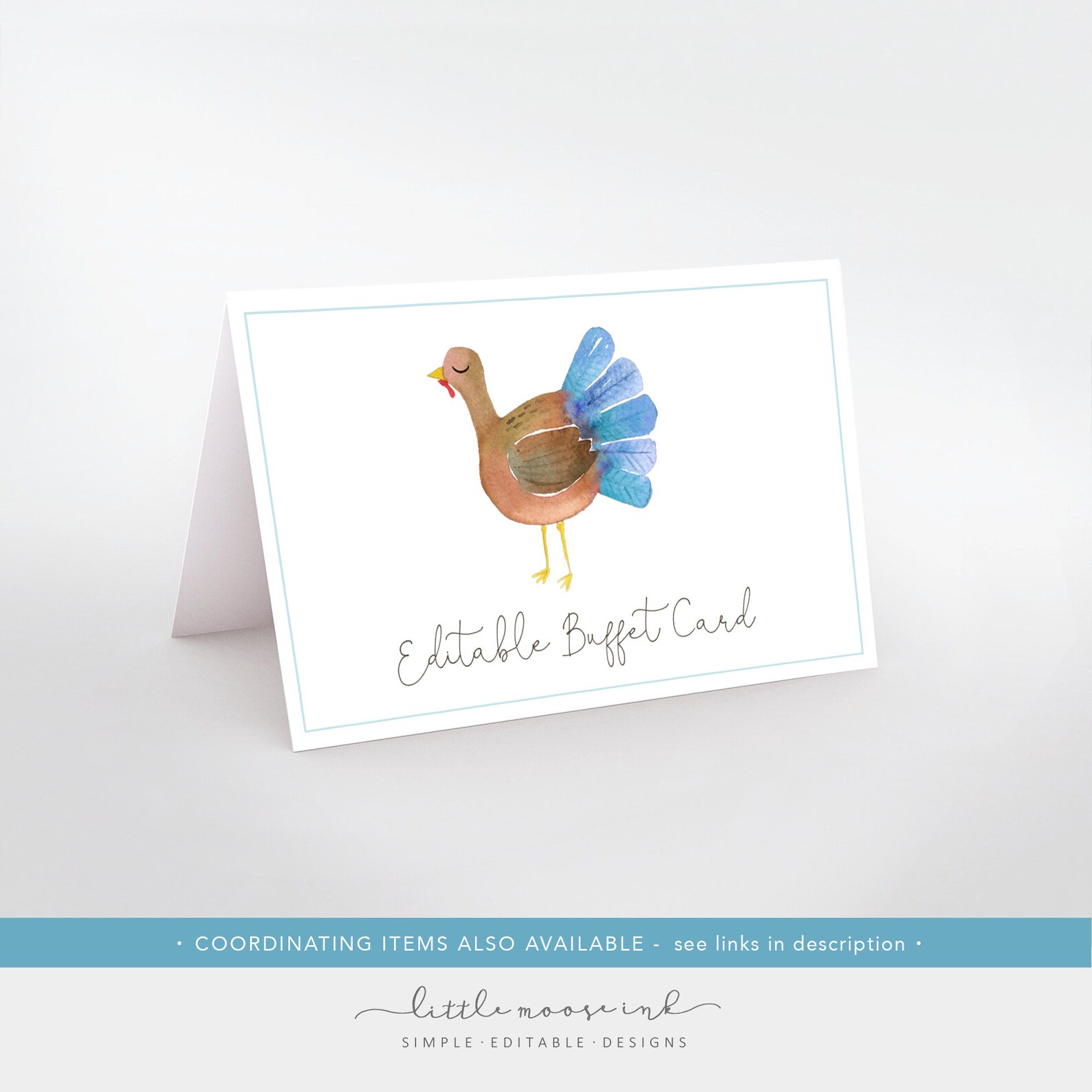 Turkey Baby Boy Shower Invitation. Blue. Thanksgiving Shower. - Etsy