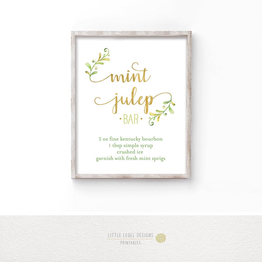 Mint Julep Recipe. Mint Julep Bar Sign. Kentucky Derby Party - Etsy