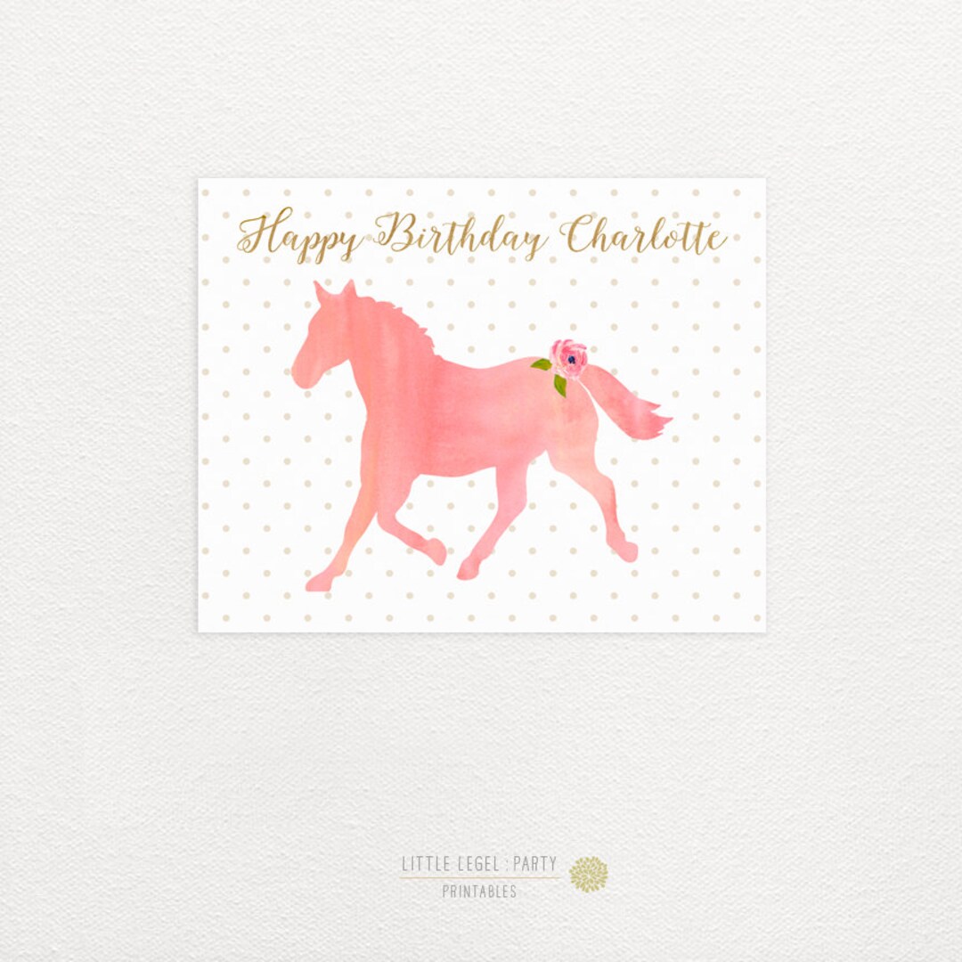 Custom Pony Sign. Custom Horse Sign. Horse Party Printables. Watercolor ...