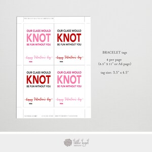 Bracelet Valentine TAGS Friendship Bracelet. Kids Valentines. Classroom ...