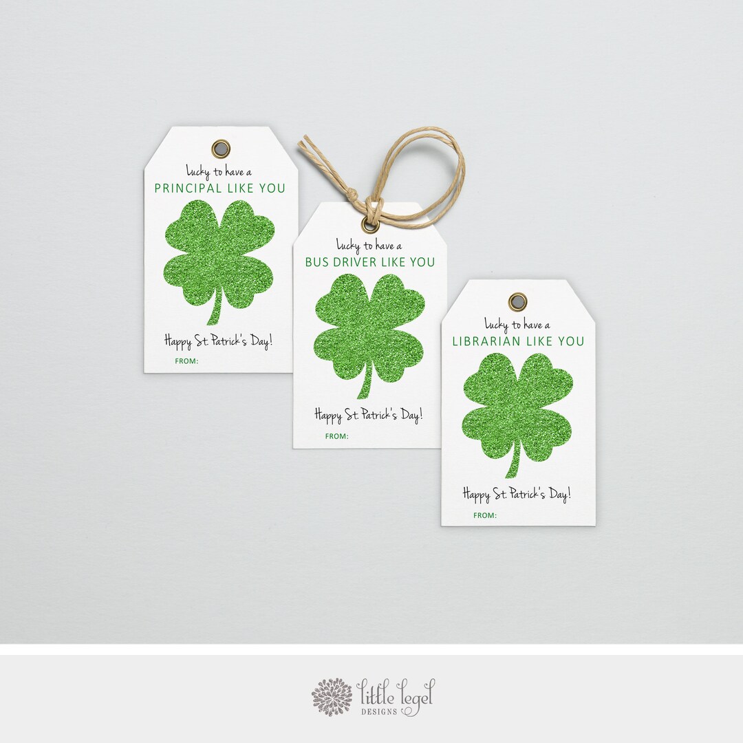 St. Patrick's Day Tag. St Patrick's Printable Gift Tag. School Faculty ...