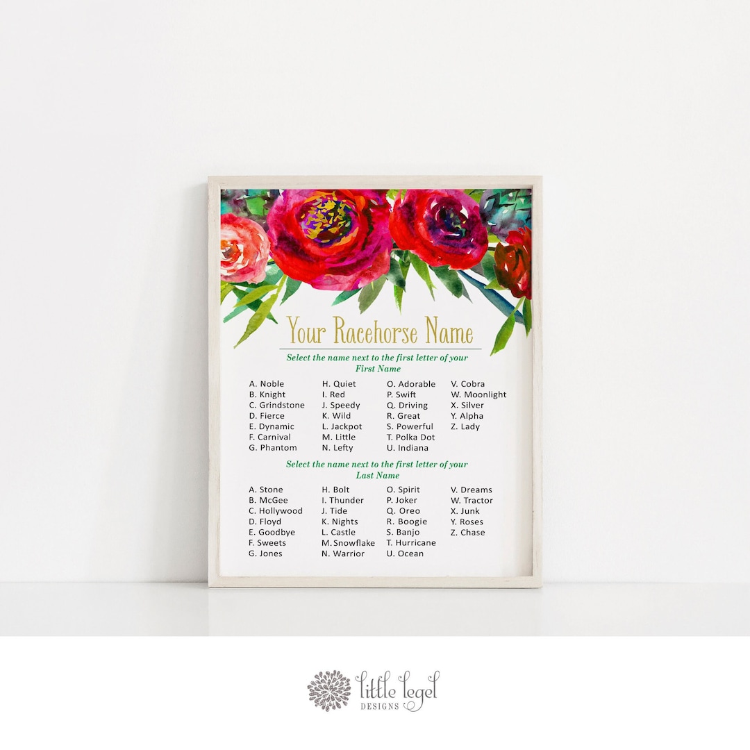 Kentucky Derby Party Sign. Create Your Racehorse Name Generator Sign ...