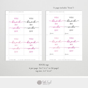 Class Valentine Sock TAGS Classroom Valentines. Kids Valentines. School ...
