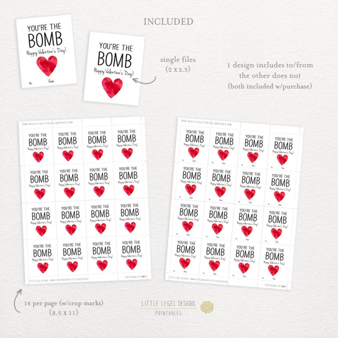 Valentine Gift Tag Valentine's Printables Bath Bomb - Etsy