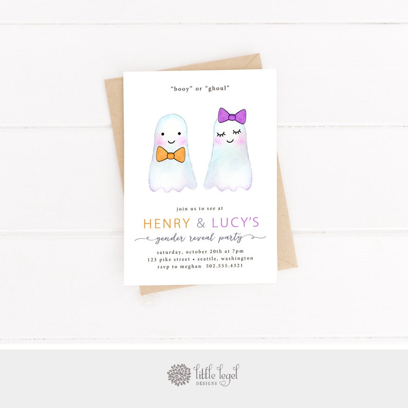 Ghost Gender Reveal Invitation. Baby Shower. Halloween Shower. - Etsy