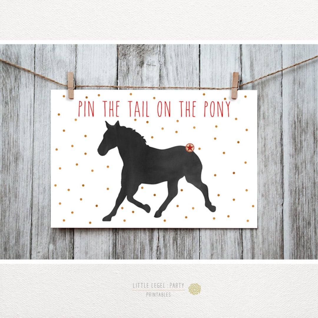 Pin the Tail on the Pony. Black. Pin the Tail Game. Horse Party ...