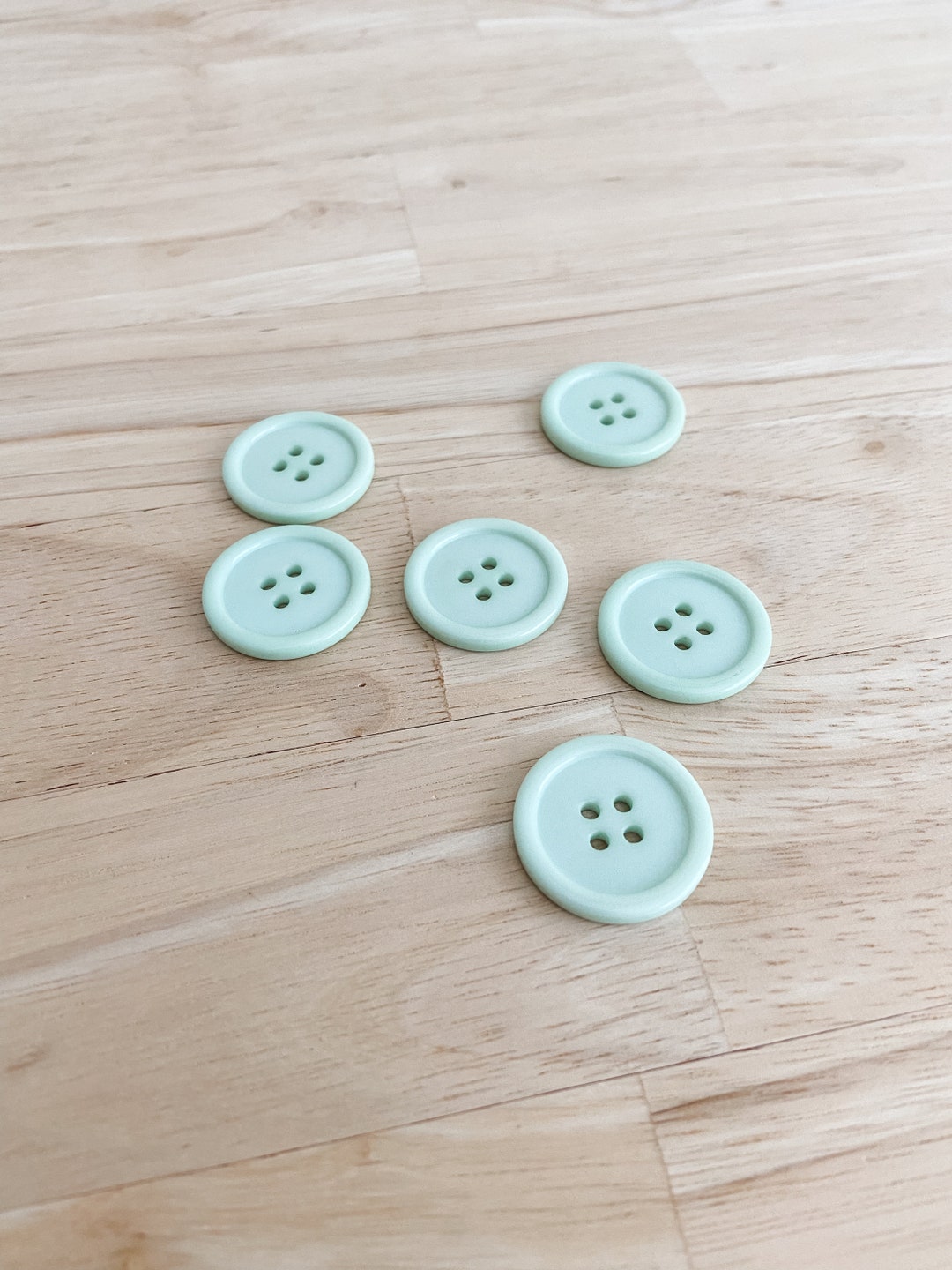 Mint Green Buttons - Set of 6 Craft Buttons - Round Flatback Buttons ...
