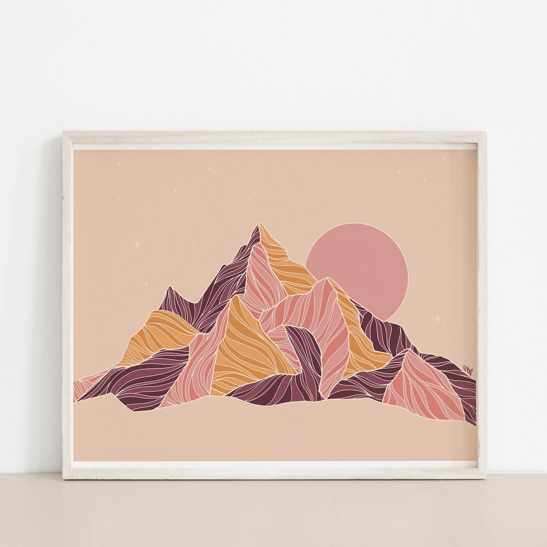 Wavy Mountains Line Art Print - Etsy