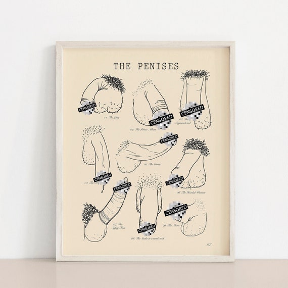 The Penises Ivory Paper Funny Penis Types Poster Art Print Etsy
