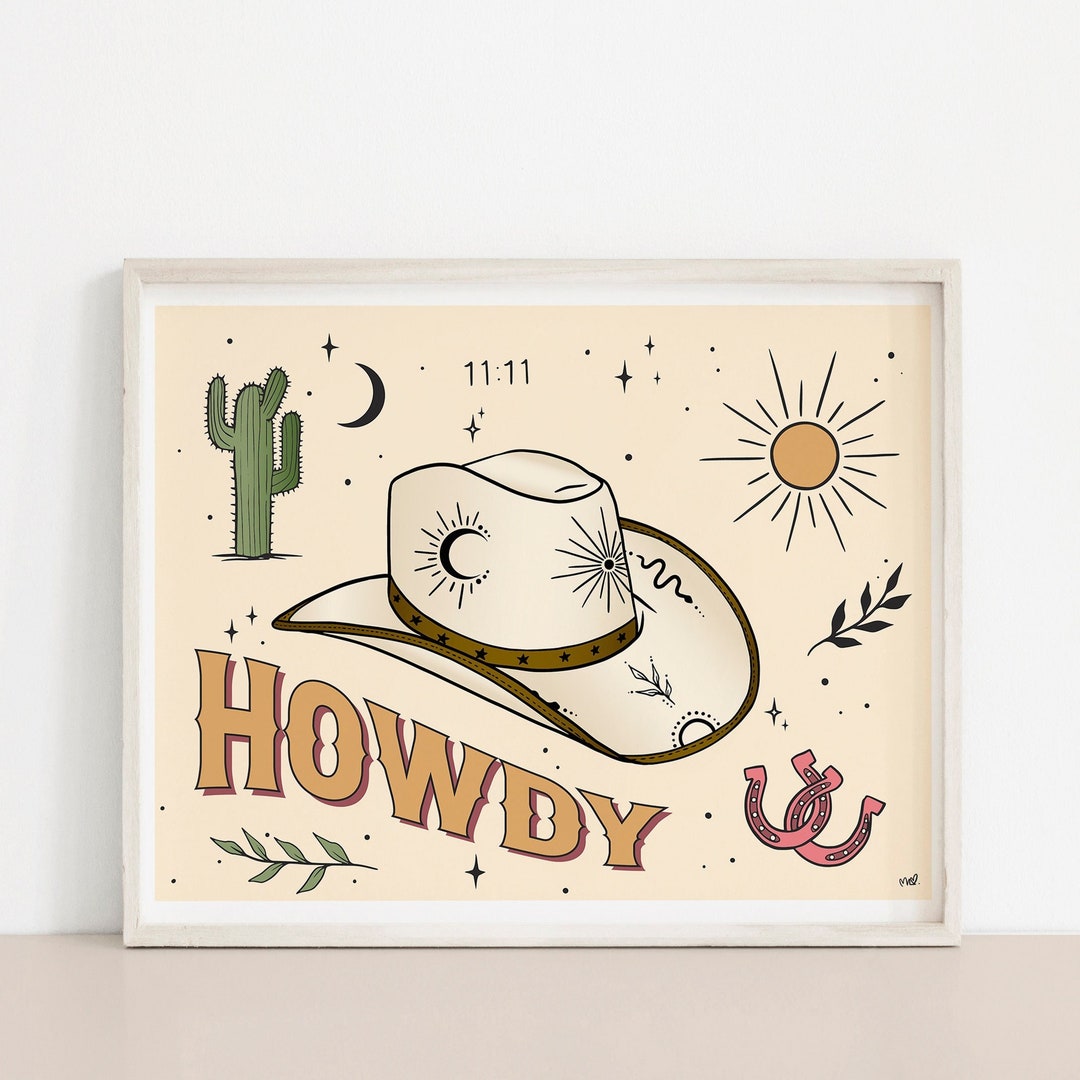 Howdy - Cowboy Hat - Art Print Color - Etsy
