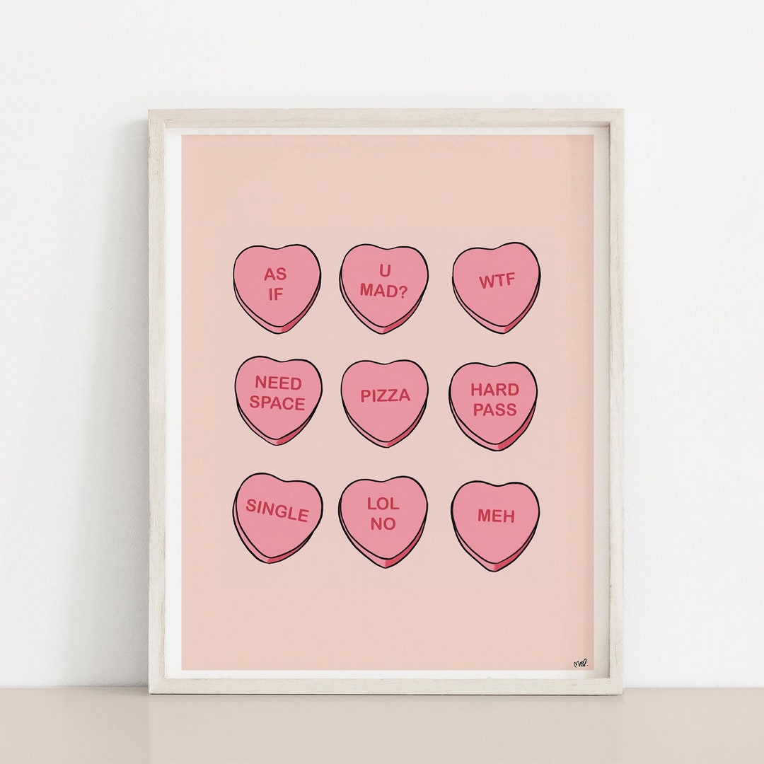 Valentine Sassy Heart Candies Art Print - Etsy