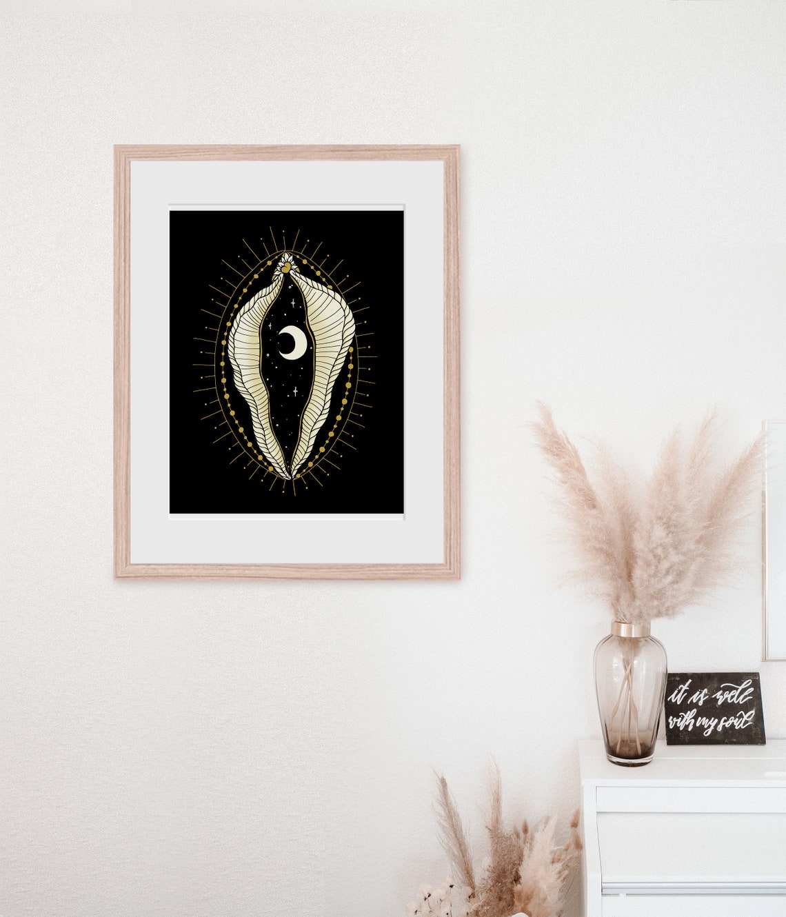 Moonlight Yoni Women Divine Feminine Moon Art Print | Etsy