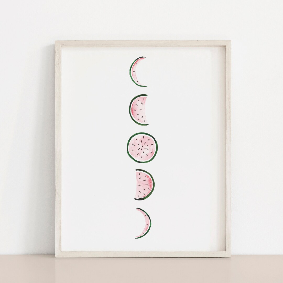 Watercolor Melon Moon Phase - Art Print - Etsy