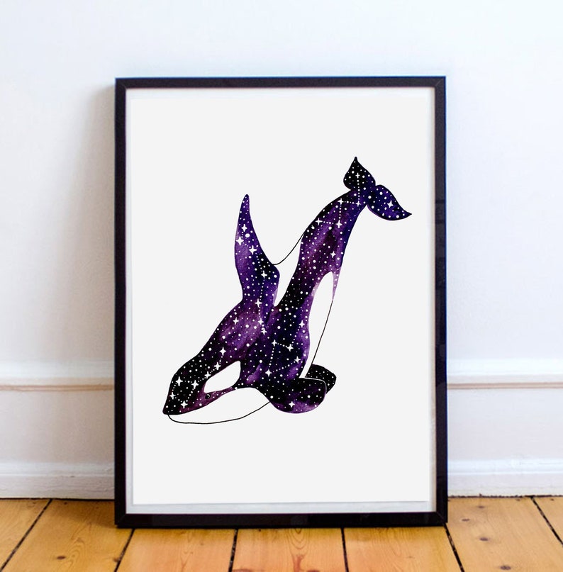 Orca Watercolor Galaxy Killerwhale Whale - Etsy