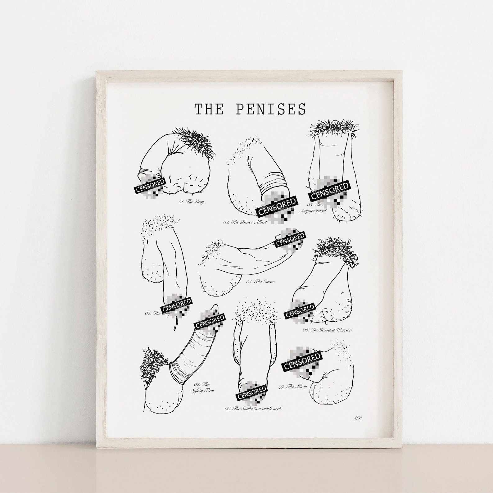 The Penises Funny Penis Types Poster Art Print - Etsy