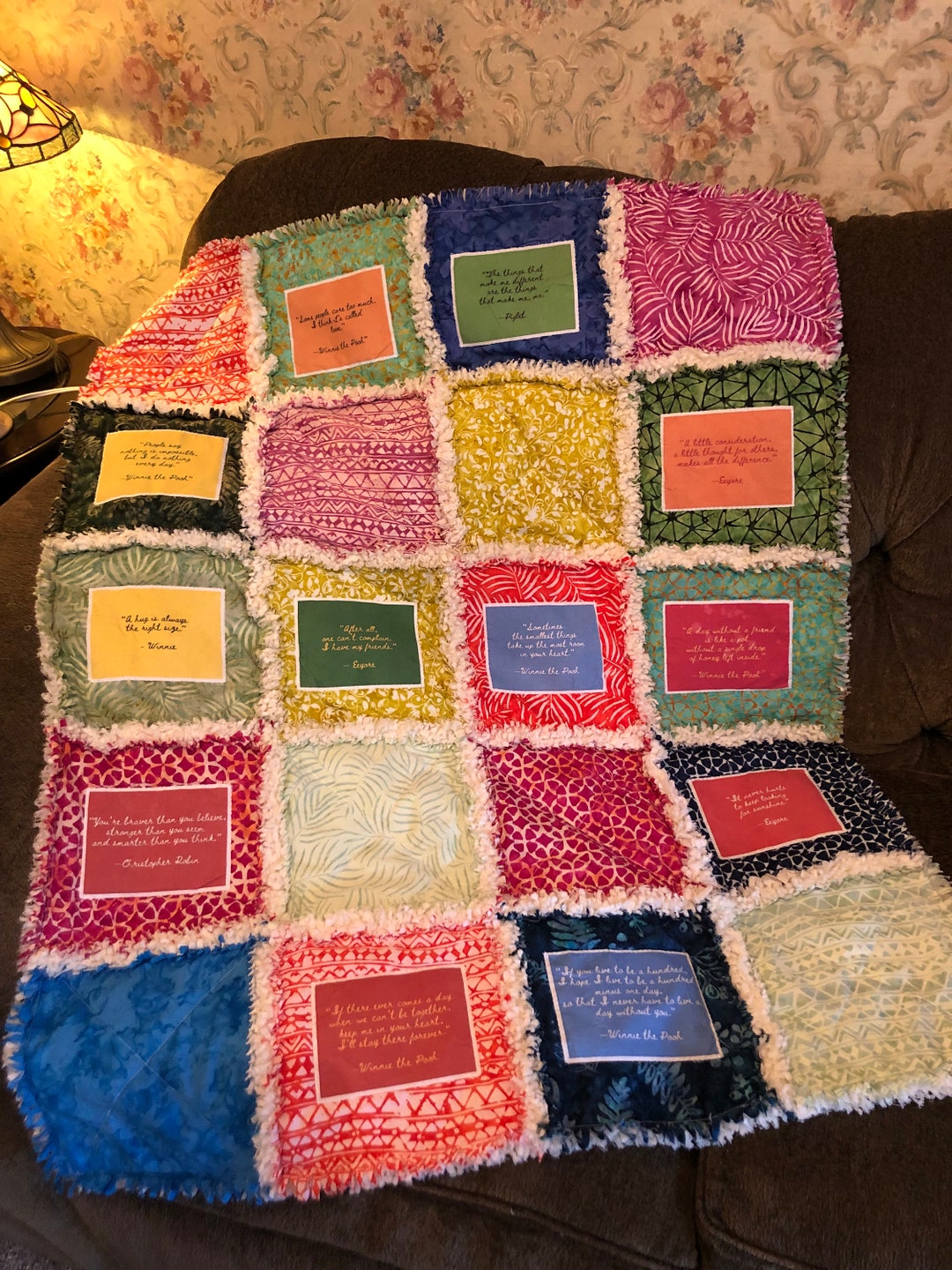 Winnie Quotes Quilt, Winnie the Pooh Lap Quilt, Photo Lap Quilt, Ready ...
