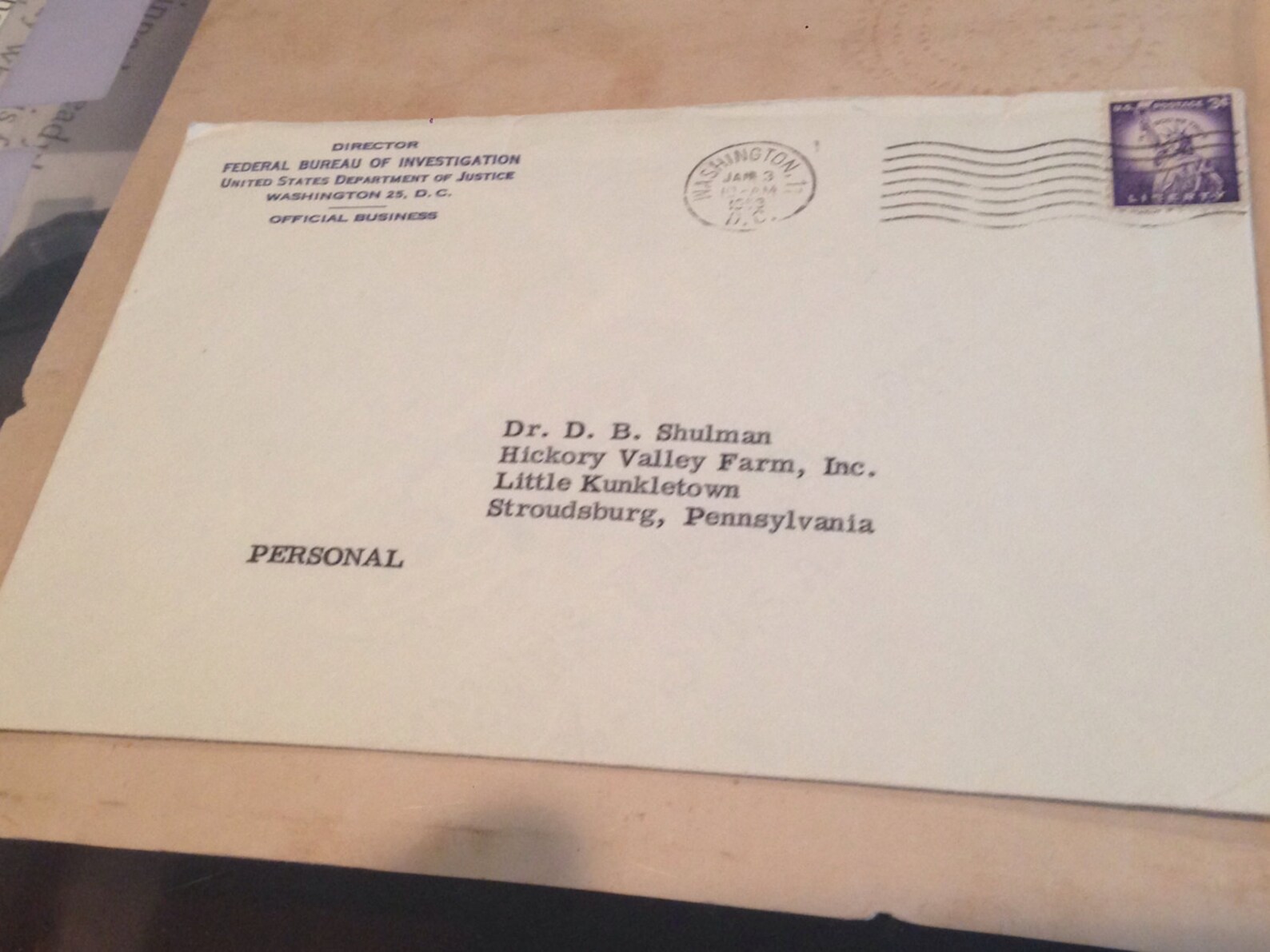 J.edgar Hoover Signed Letter on FBI Letterhead With Envelope 1958 - Etsy