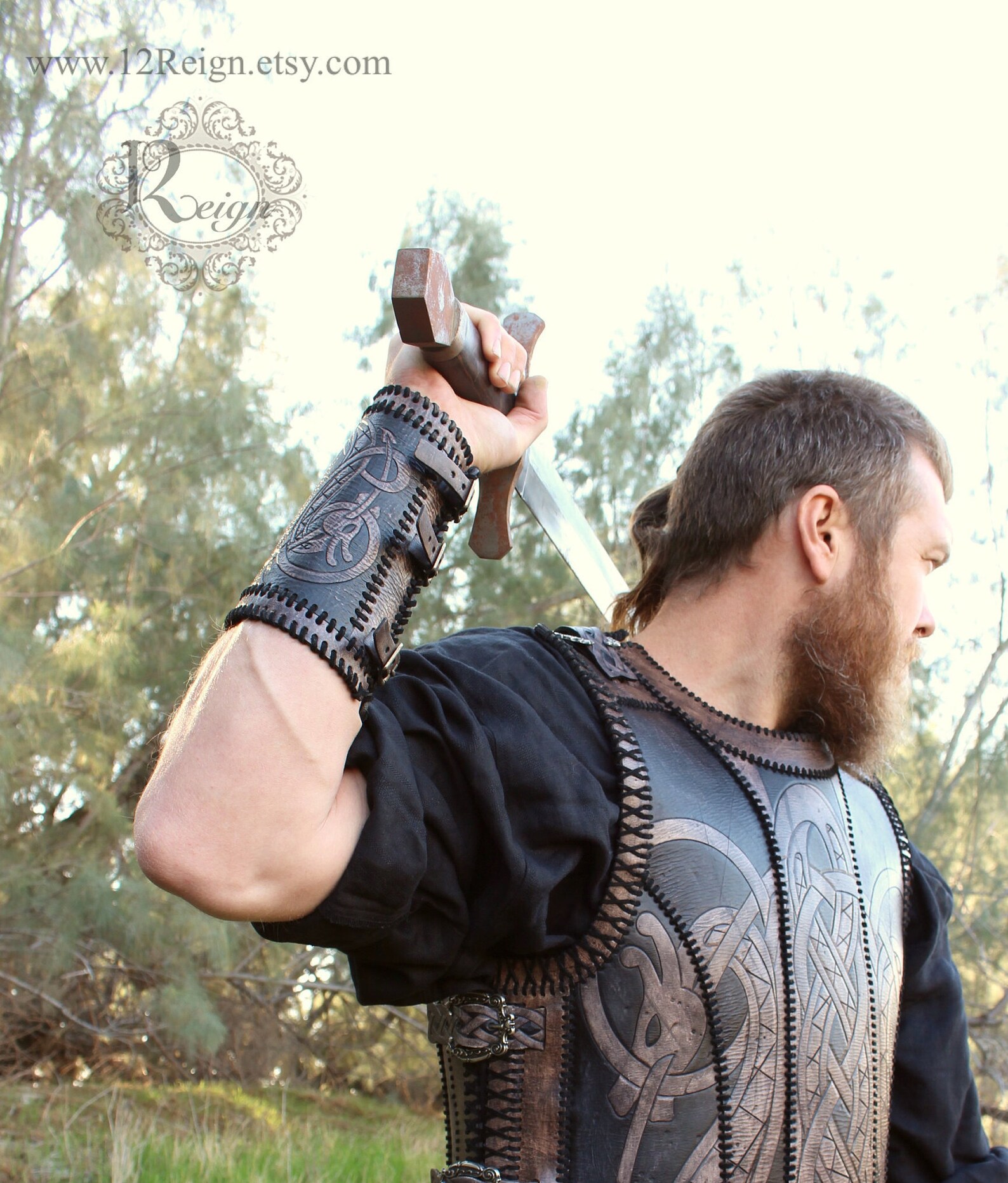 Leather Viking Bracers floki Hand Stitched - Etsy