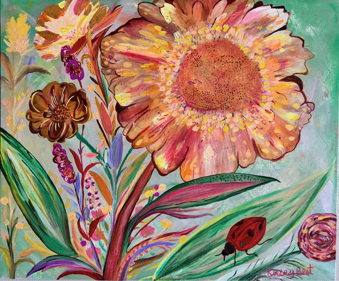 First Ladybug, Original Abstract Painting on 24x18” Canvas - Etsy