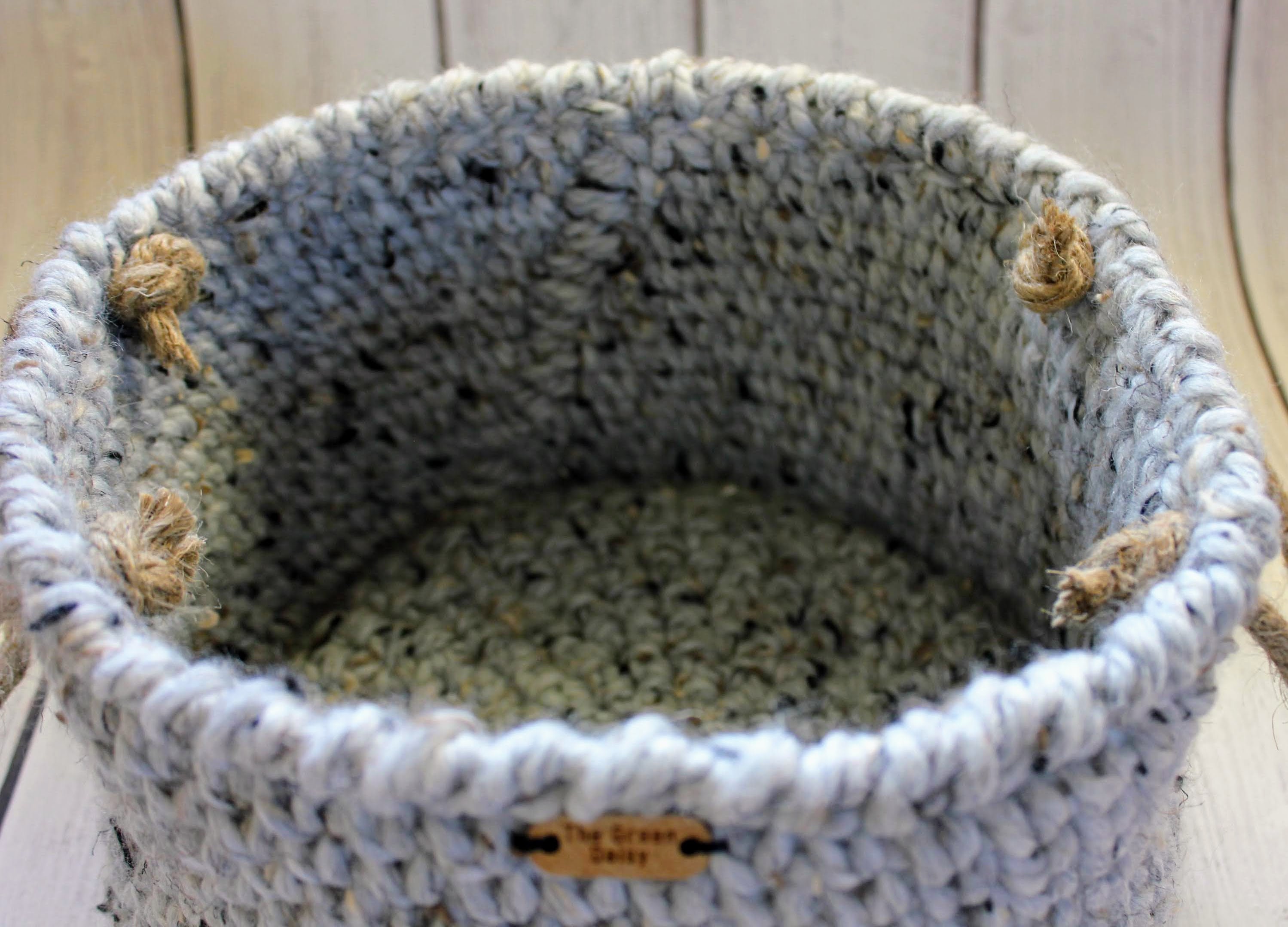 Medium Farmhouse Basket With Rope Handles Rustic Storage Basket Crochet ...