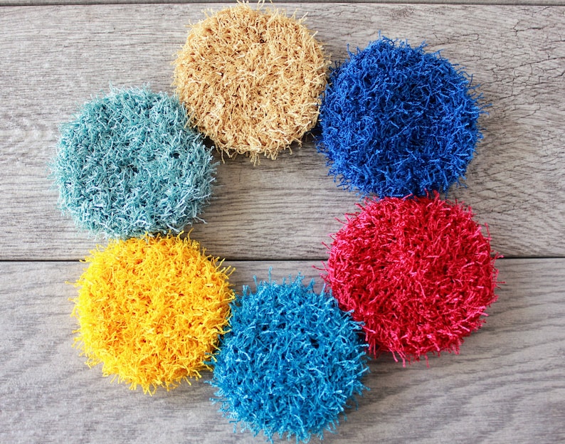 Double Layered Dish Scrubbers Round Kitchen Scrubby Handmade Double ...