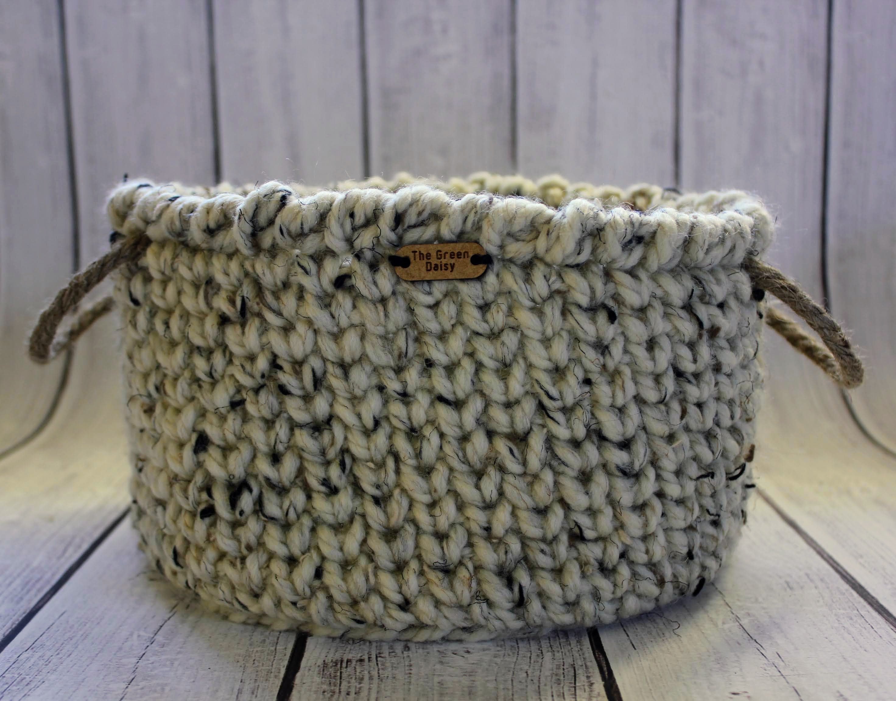 Medium Farmhouse Basket With Rope Handles Rustic Storage Basket Crochet ...